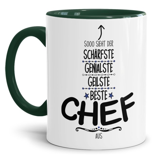 Chef Tasse - So sieht der beste Chef aus - Dunkelgrün | TASSENDRUCK, 10 ...