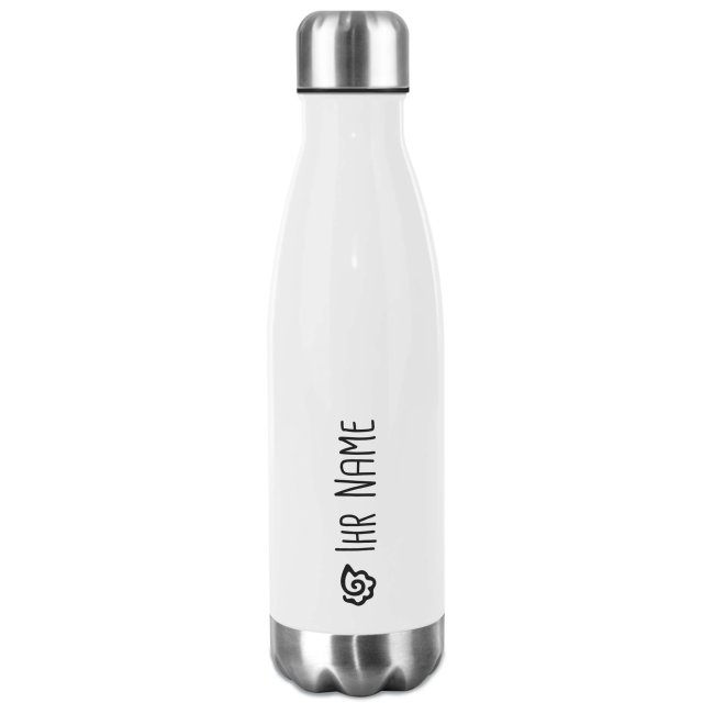 Trinkflasche Edelstahl weiß - mit Name und Kringel-Symbol - 750 ml ...