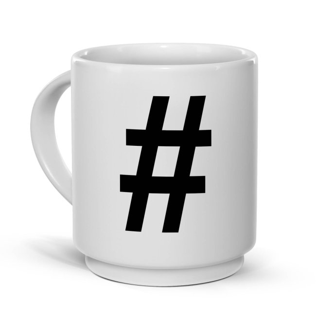 Stapel-Tasse mit Buchstabe - Hashtag-Zeichen - Modern | TASSENDRUCK, 11 ...