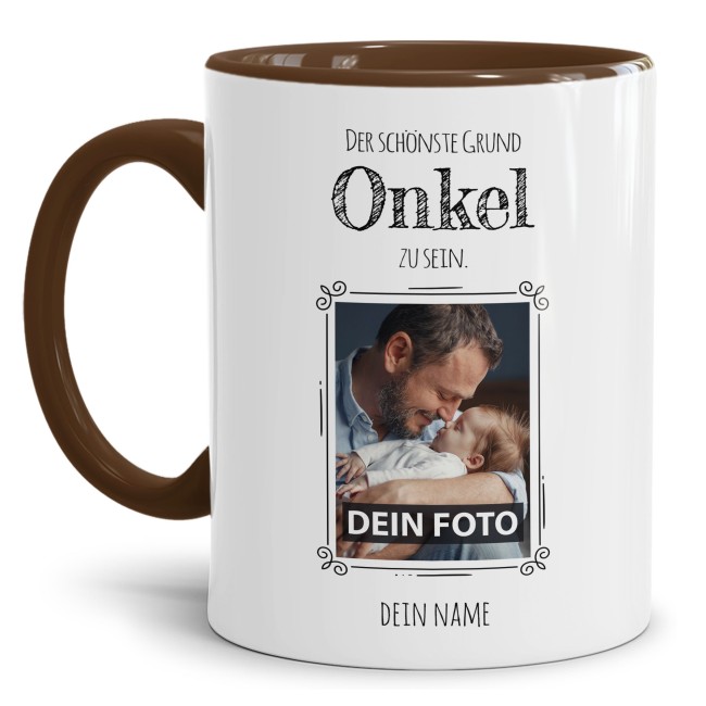 Fototasse für Onkel - Der schönste Grund - Braun | Tassendruck, 12,95