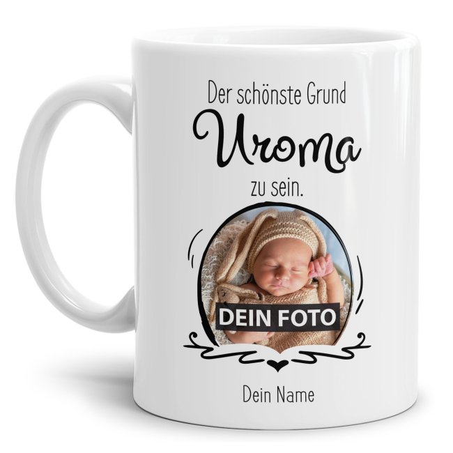 Fototasse für Uroma - Der schönste Grund - Weiß | Tassendruck, 11,95
