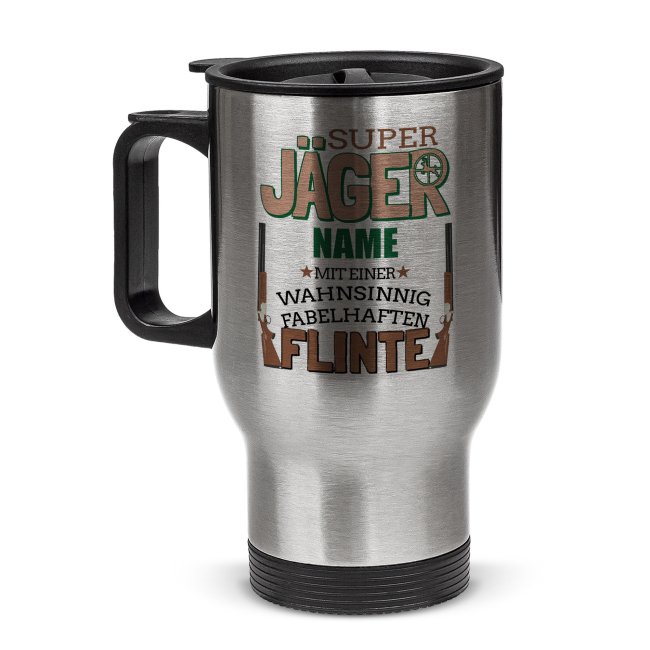 Edelstahl-Thermobecher - Super Jäger - mit Name personalisierbar - Si ...