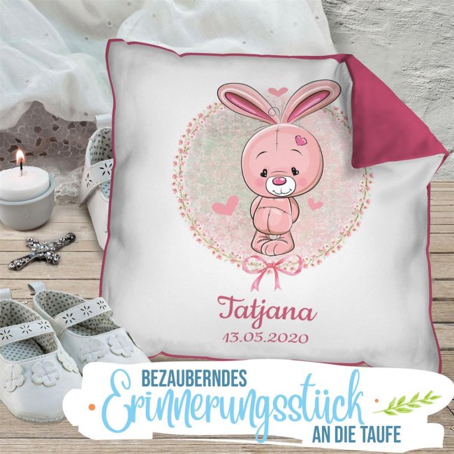 Kinderkissen - Häschen - mit Name und Datum personalisierbar, 16,95