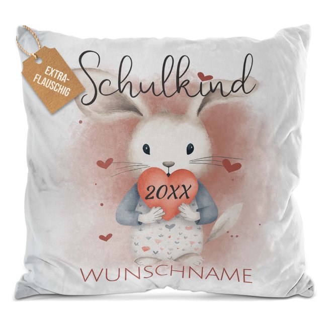 Einschulungsgeschenk - weißes Flauschkissen mit Name und Schuljahr - , 16,95