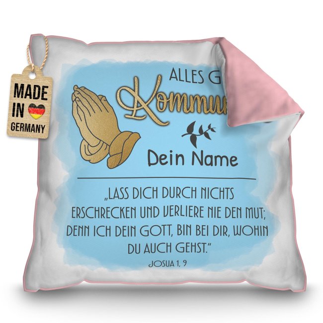 Kissen zur Kommunion - Alles Gute, Bibelspruch Josua 1 Vers 9 - mit N ...