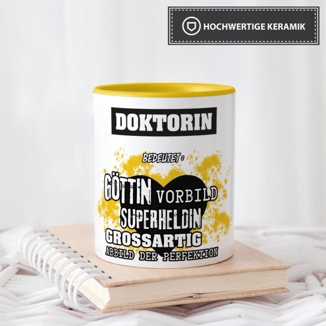 Berufe-Tasse in Gelb - Bedeutung einer Doktorin | TASSENDRUCK, 11,95