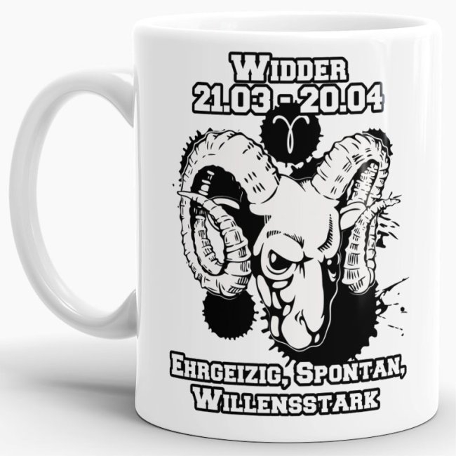 Sternzeichen-Tasse - Sternzeichen Widder - Weiß | TASSENDRUCK, 10,95