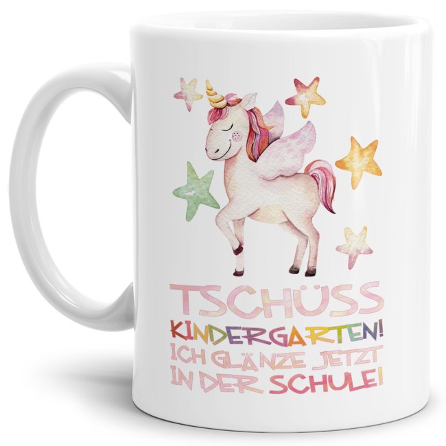 Tasse zur Einschulung - Tschüss Kindergarten Weiss | TASSENDRUCK, 9,95