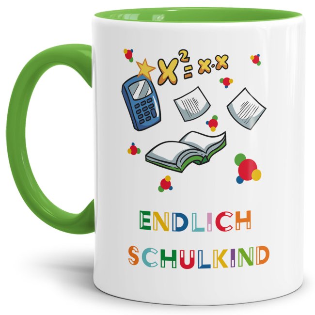 Tasse zur Einschulung - Endlich Schulkind Hellgrün | TASSENDRUCK, 10,95