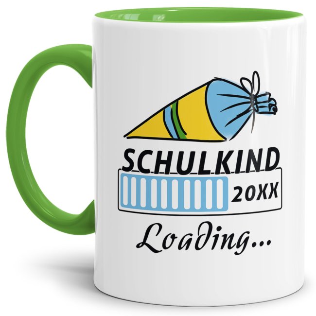 Tasse zur Einschulung - Schulkind Loading.... Hellgrün | TASSENDRUCK, 11,95