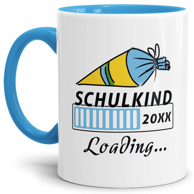 Tasse zur Einschulung - Schulkind Loading.... Hellblau | TASSENDRUCK, 11,95