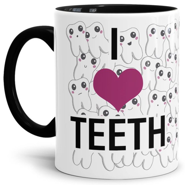 Zahnarzt Tasse - I Love Teeth - Schwarz | TASSENDRUCK, 11,95