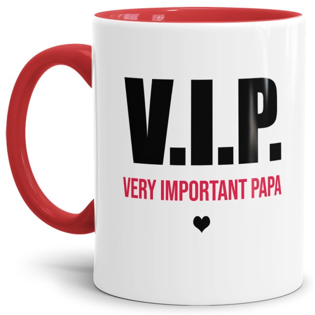 Tasse VIP - Very important Papa - Innen & Henkel Rot, 11,95