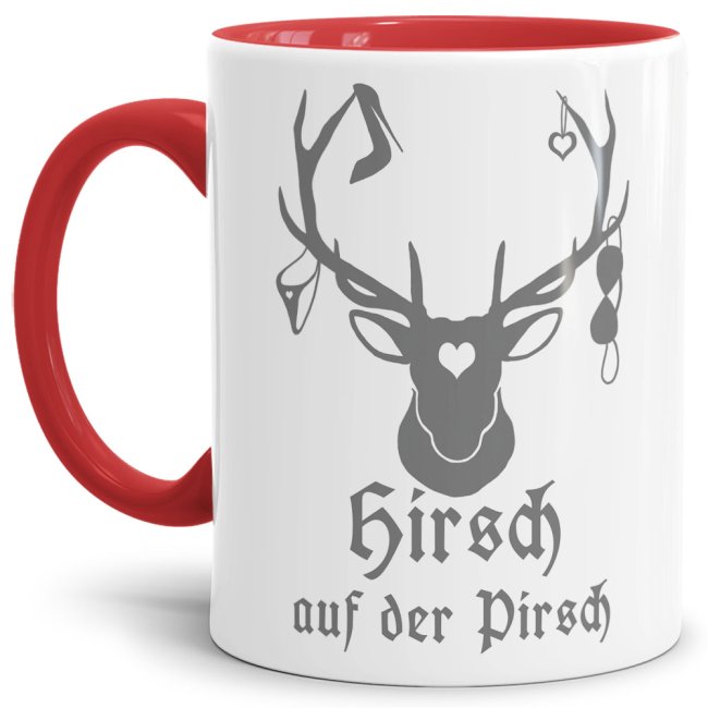 Tasse Hirsch auf der Pirsch #2 Innen & Henkel Rot, 16,95