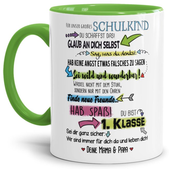 Tasse zur Einschulung mit Spruch - Für unser großes Schulkind - Hellg, 11,95
