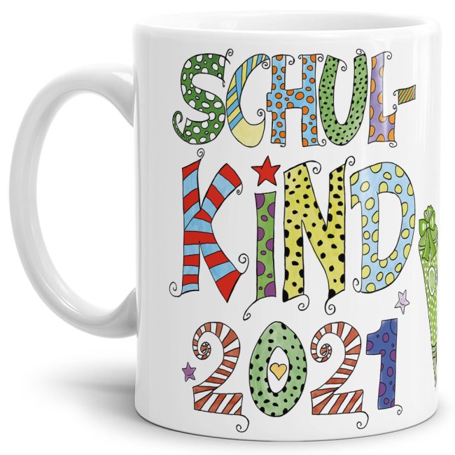 Tasse zur Einschulung mit Spruch - Schulkind 2021 Junge - Weiß | TASS, 10,95