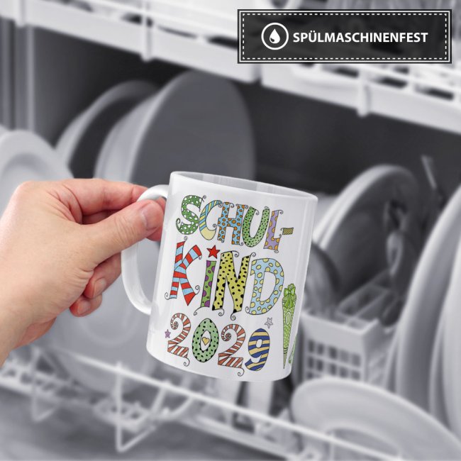 Tasse zur Einschulung mit Spruch - Schulkind 2029 Mädchen - Weiß | TA, 10,95