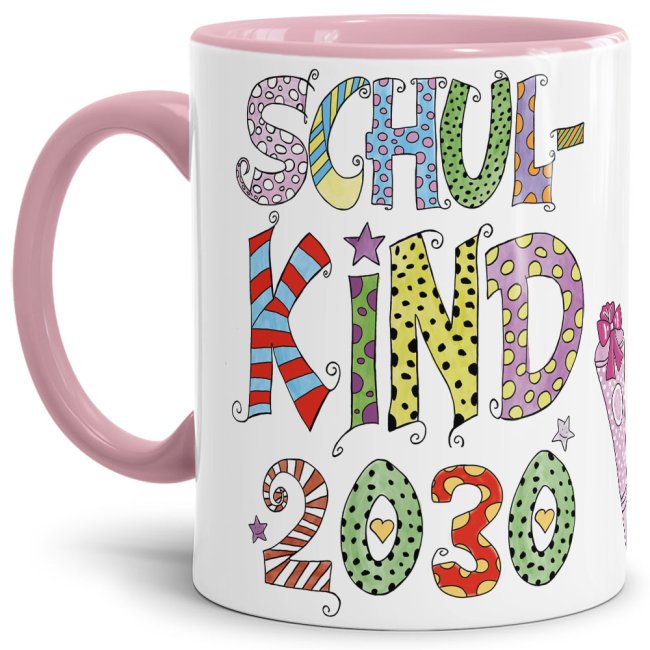 Tasse zur Einschulung mit Spruch - Schulkind 2030 Mädchen - Rosa | TA, 11,95