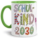 Tasse zur Einschulung mit Spruch - Schulkind 2030 Mädchen - Hellgrün